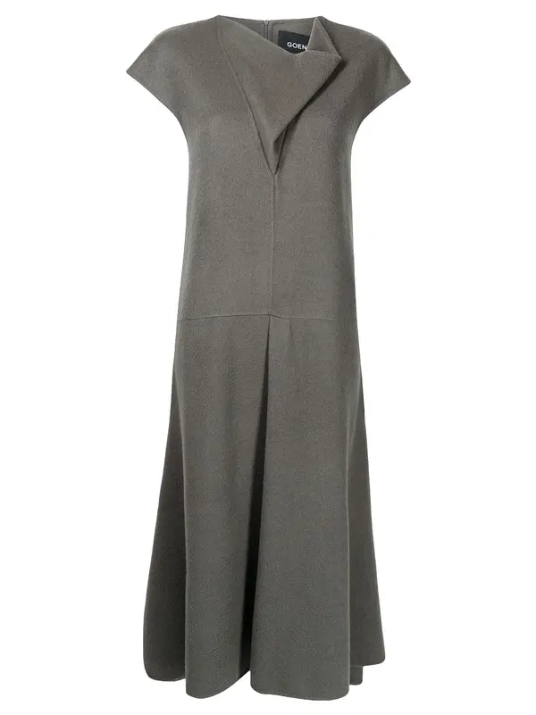 Goen.j Cowl-neck Wool-blend Midi Dress - Grey