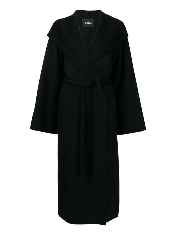 Goen.j Tie-waist Double-faced Coat - Black