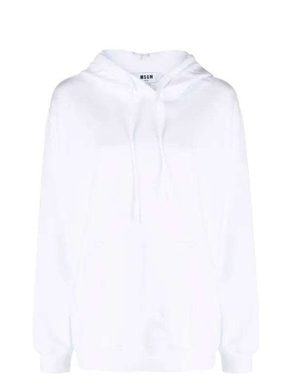 MSGM Logo Cotton Hoodie - White