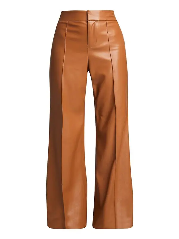 Alice + Olivia Dylan High-waist Faux-leather Wide Leg Pants - Camel