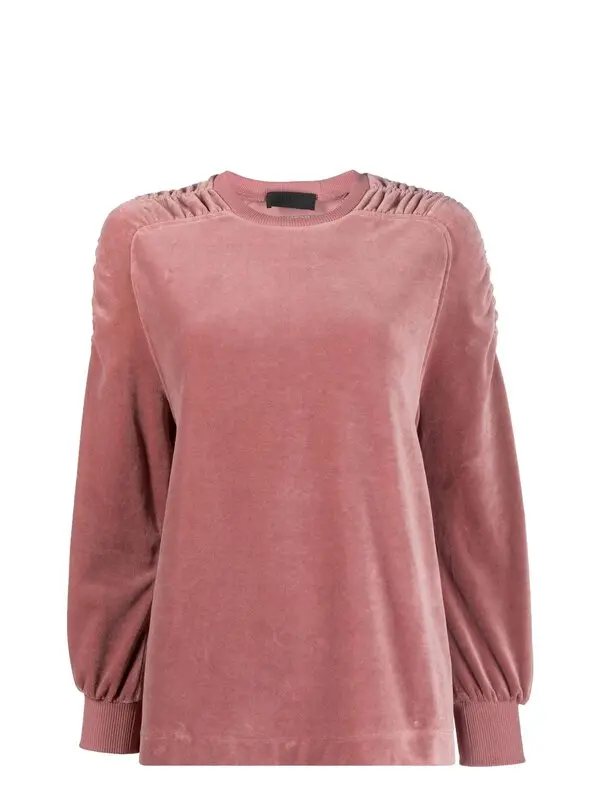 Alberta Ferretti Chenille Gathered-trim Sweatshirt - Pink