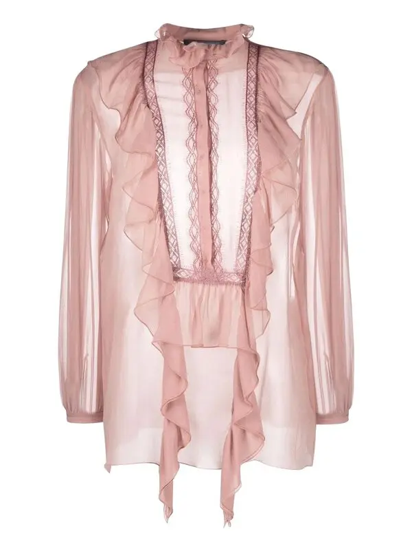 Alberta Ferretti Long-sleeved Ruffled Blouse - Pink
