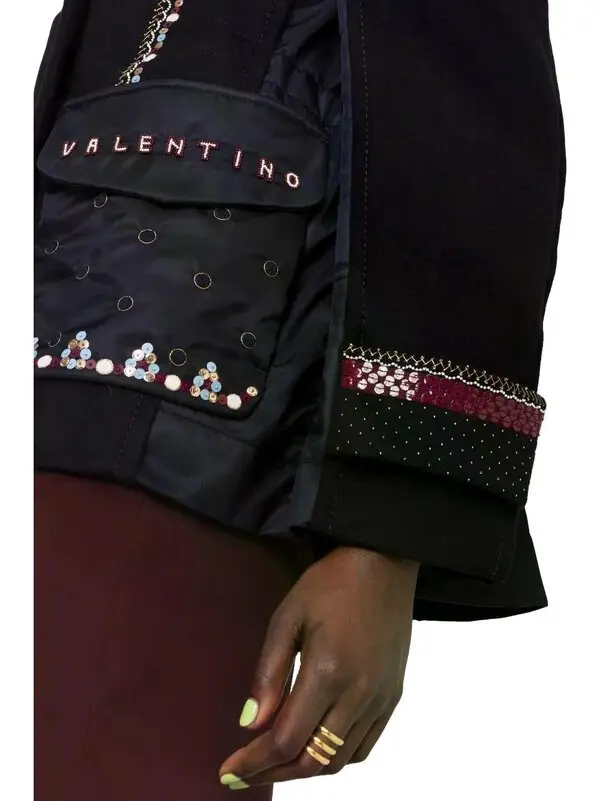 Valentino Garavani Double-breasted Embellished Jacket - Blue