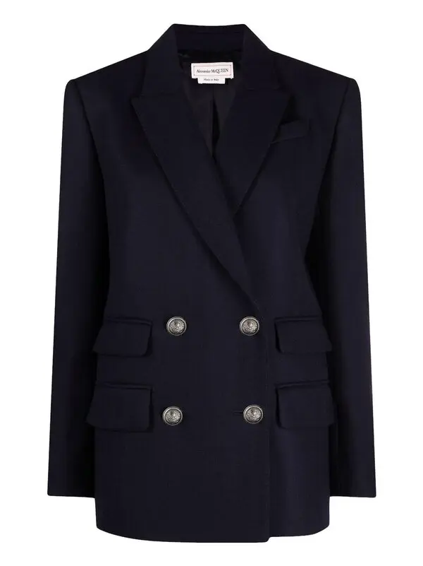 Alexander McQueen Double-breasted Wool-blend Blazer - Blue