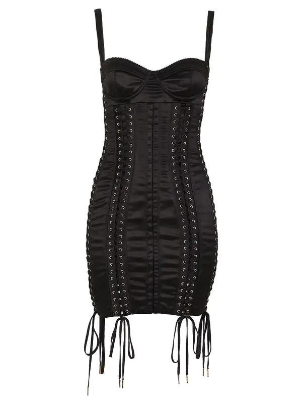 Dolce & Gabbana Lace-up Mini Dress - Black