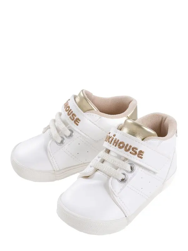 MIKI HOUSE Leather Logo Strap Sneakers - White