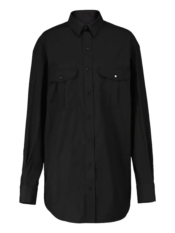 Wardrobe.NYC Cotton Poplin Shirt Dress - Black
