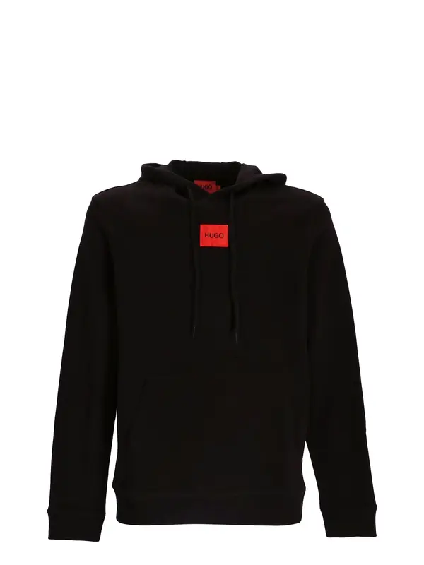 Hugo Terry Cotton Logo Hoodie - Black