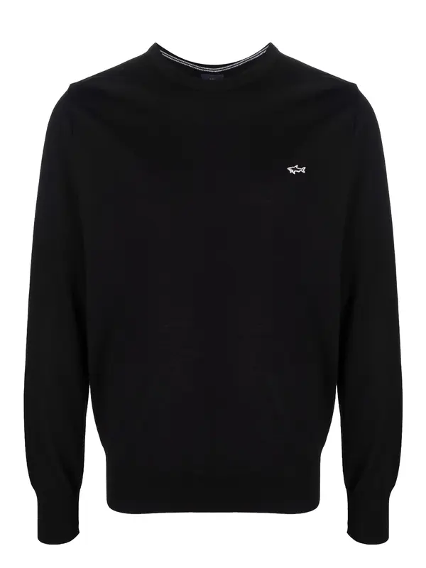 Paul & Shark Embroidered Wool Sweater - Black
