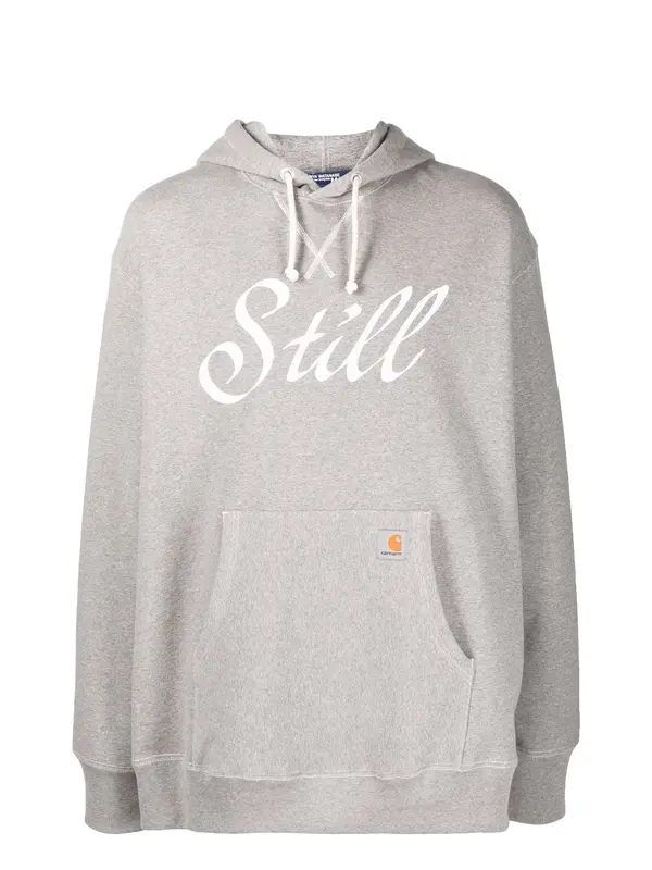 Junya Watanabe Slogan-print Cotton Hoodie - Grey
