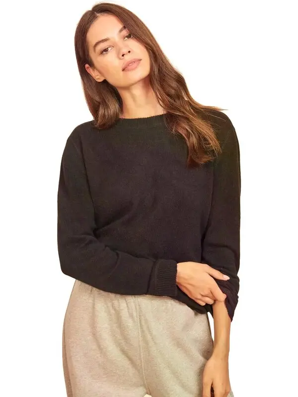REFORMATION Cashmere Boyfriend Pullover Sweater - Black