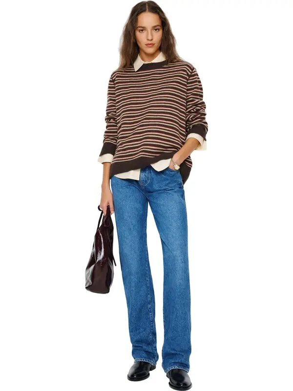 REFORMATION Cashmere Boyfriend Pullover Sweater - Brown