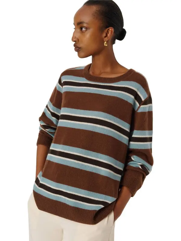 REFORMATION Cashmere Boyfriend Pullover Sweater - Brown