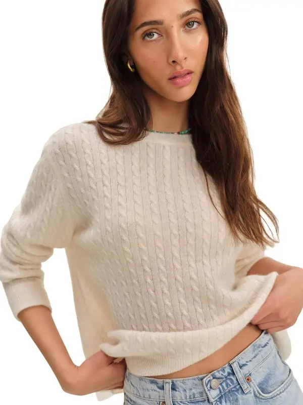 REFORMATION Cashmere Boyfriend Pullover Sweater - Ivory