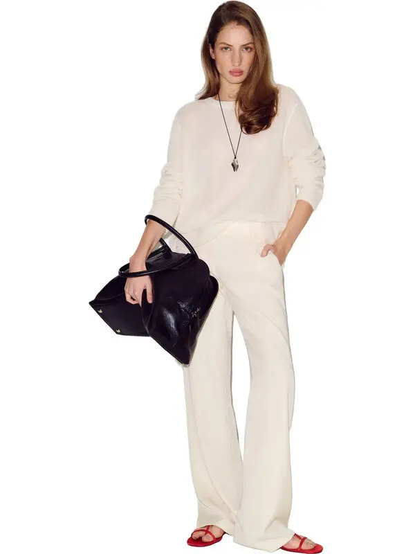 REFORMATION Cashmere Boyfriend Pullover Sweater - Ivory