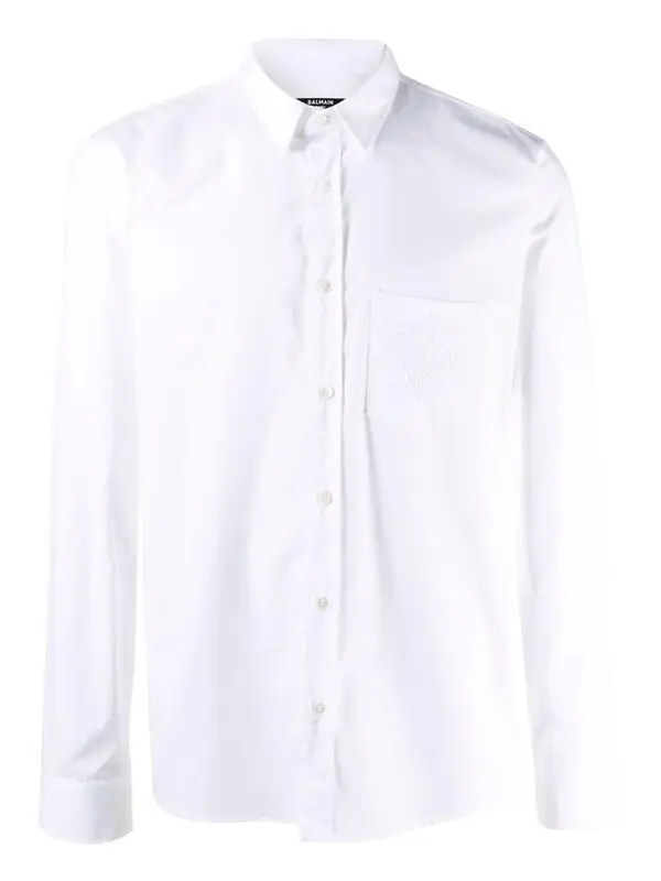 Balmain Embroidered-logo Cotton Shirt - White