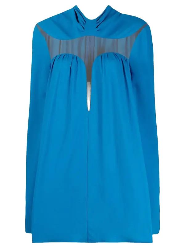 Stella McCartney Long Sleeve Transparent Panel Dress - Blue