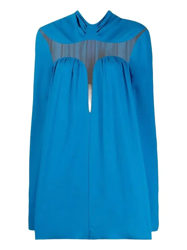 Stella McCartney Long Sleeve Transparent Panel Dress - Blue