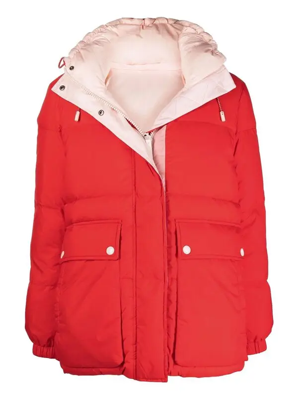 YVES SALOMON Logo-print Padded Coat - Red