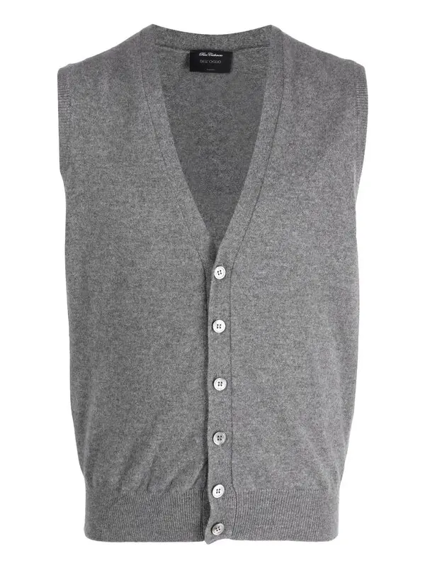 DELL'OGLIO V-neck Cashmere Cardigan - Grey