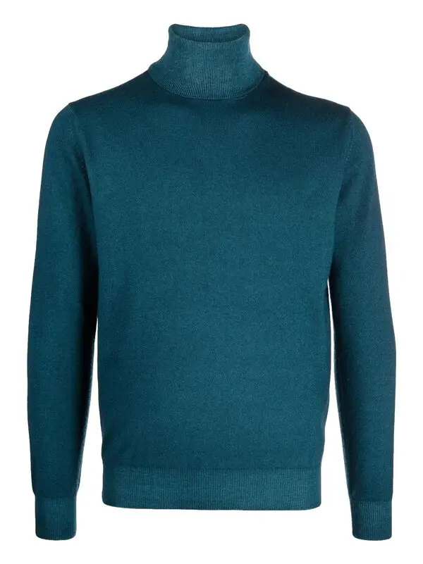 DELL'OGLIO Rib-trimmed Roll-neck Jumper - Blue