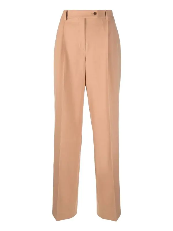 Alberta Ferretti High-waisted Straight-leg Trousers - Neutrals