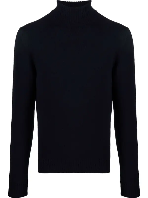DELL'OGLIO Roll-neck Rib-trimmed Jumper - Blue