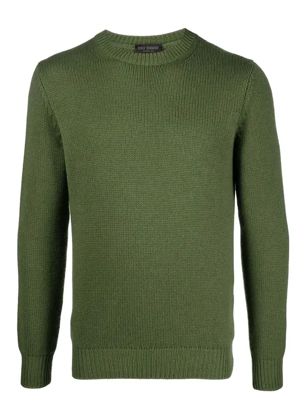 DELL'OGLIO Rib-trimmed Crew-neck Jumper - Green