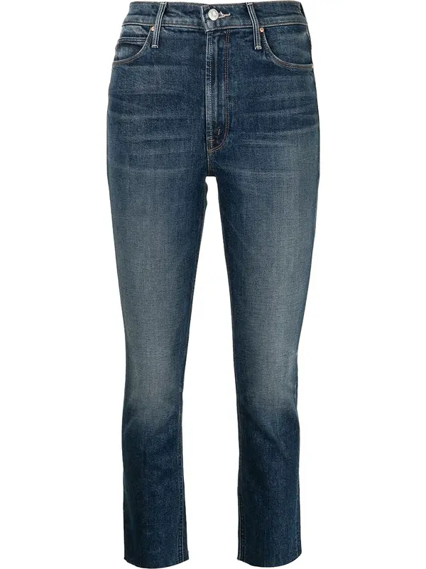 MOTHER High-rise Cropped Jeans - Blue