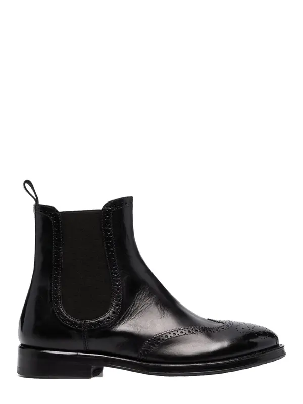 ALBERTO FASCIANI Brogue Detailing Chelsea Boots - Black