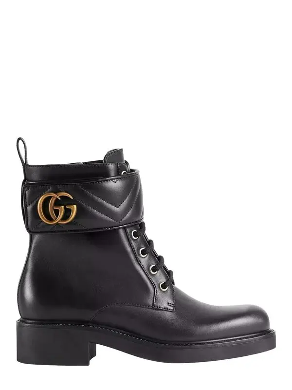 Gucci Double G-plaque Combat Boots - Black