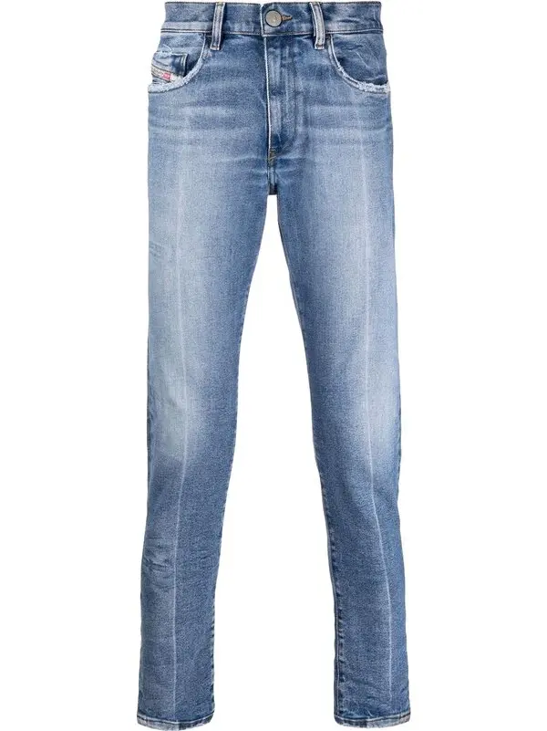 DIESEL® Whiskering Effect Slim-fit Jeans - Blue