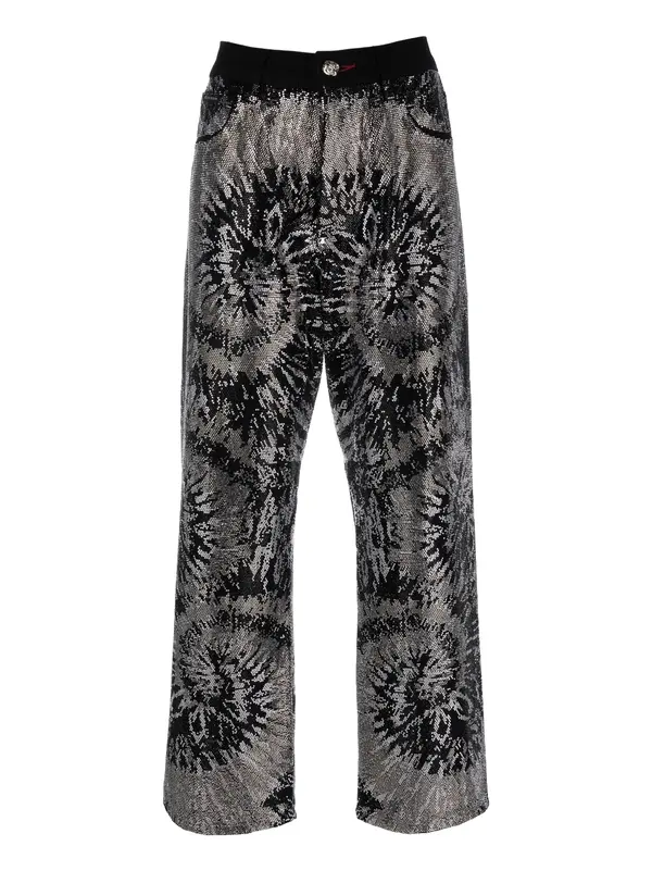 Philipp Plein Embellished Wide-leg Jeans - Black
