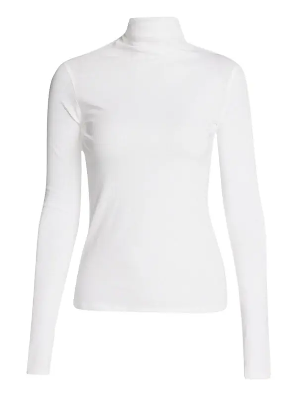 Vince Essential Long-sleeve Cotton Turtleneck Top - White