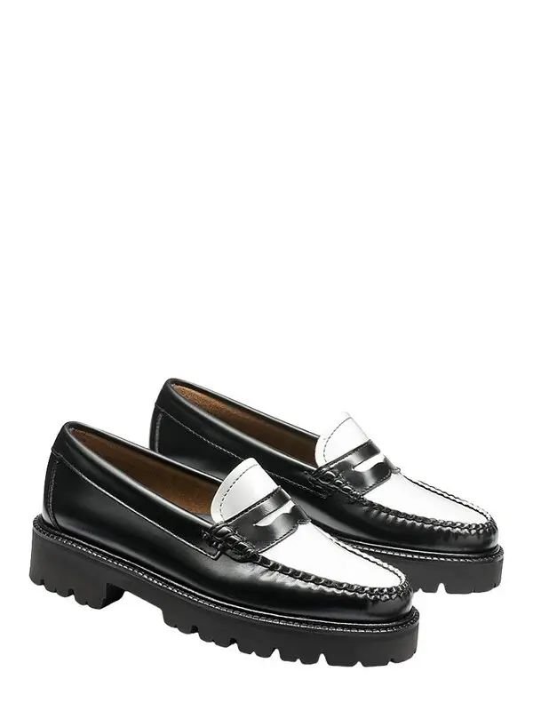 G.H.BASS Whitney Super Lug Loafer Flats - Black/white