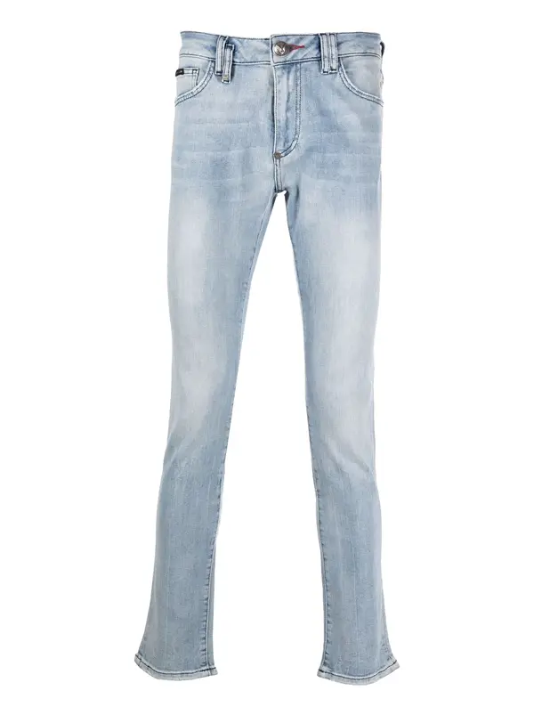 Philipp Plein Logo-plaque Slim-cut Jeans - Blue