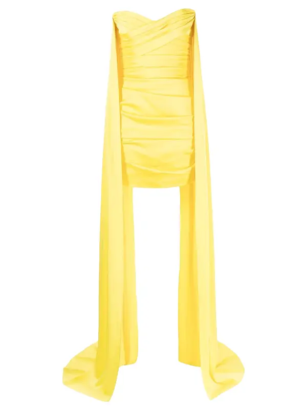 Alex Perry Draped Panel Ruched Dress - Yellow
