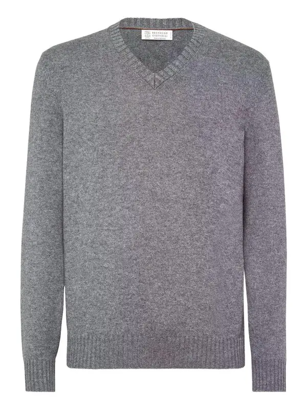 Brunello Cucinelli V-neck Cashmere Jumper - Grey