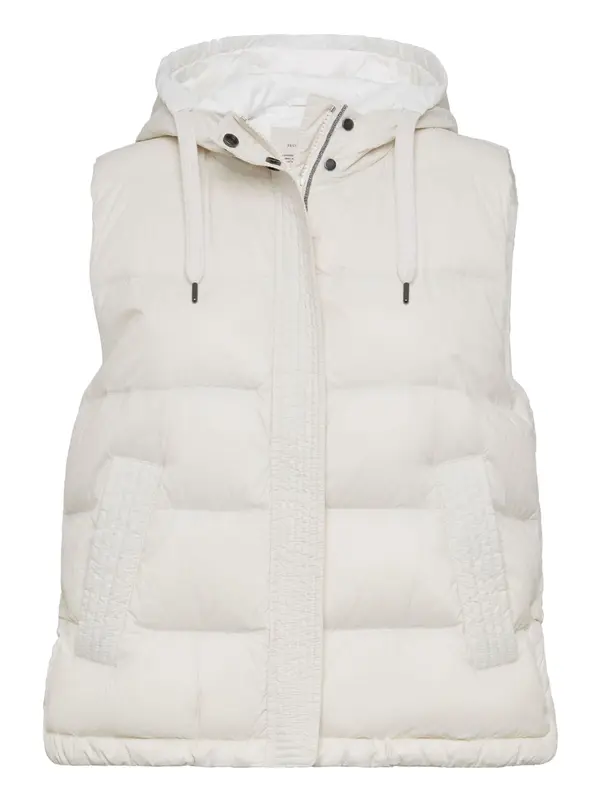 Brunello Cucinelli Monili Bead-embellished Padded Gilet - Neutrals