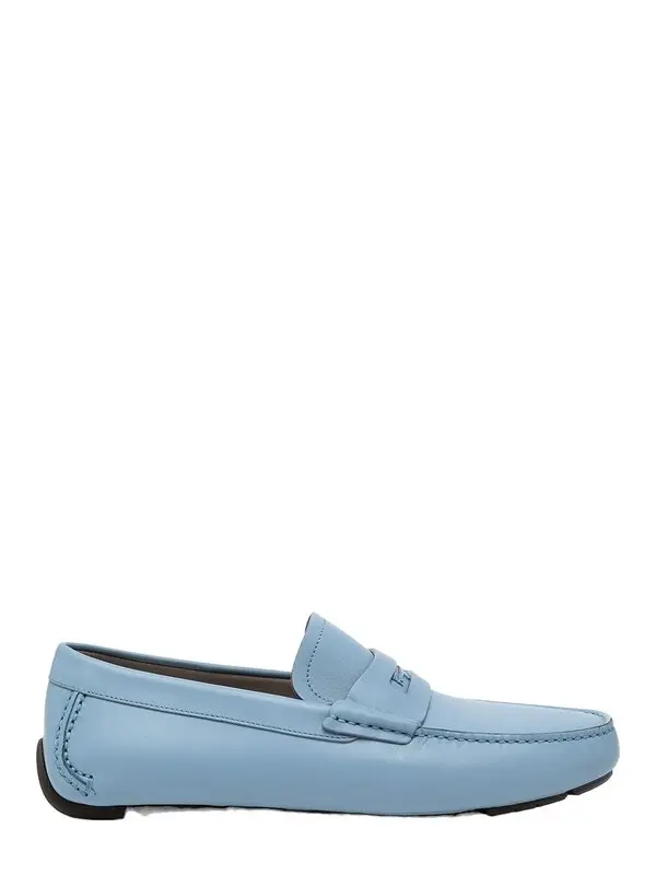 FERRAGAMO Round-toe Leather Loafers - Blue