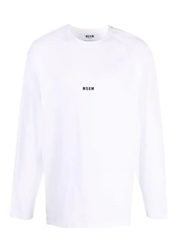 MSGM Logo-print Longsleeved T-shirt - White