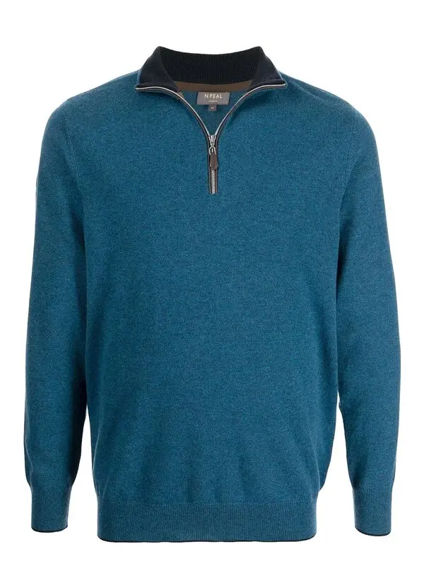 N.peal Half-zip Organic Cashmere Jumper - Blue