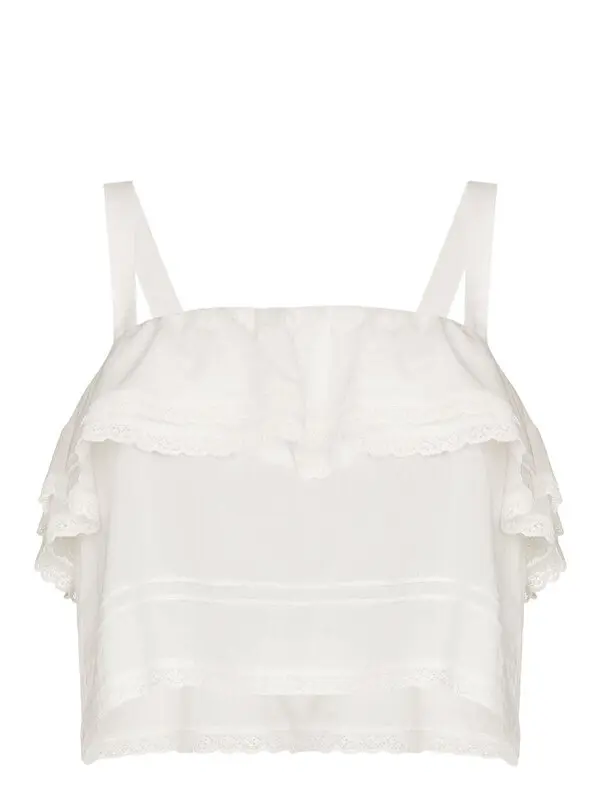 REFORMATION Tarragon Lace-trim Top - White
