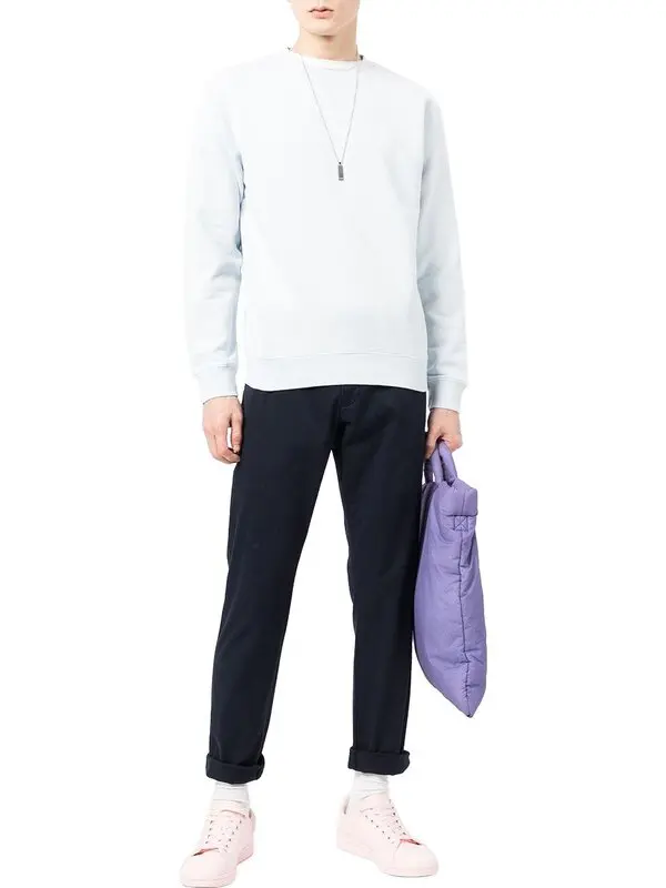 Sunspel Ribbed-trim Cotton Sweatshirt - Blue