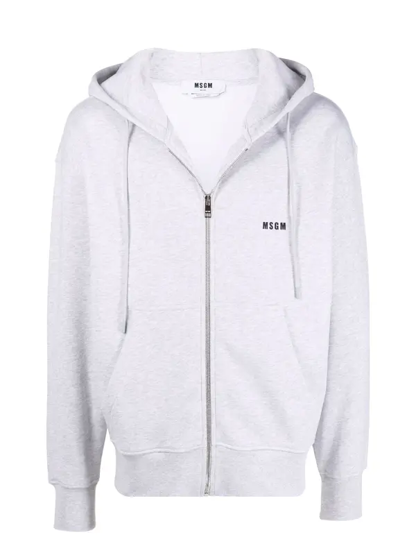 MSGM Logo-print Drawstring Hoodie - Grey