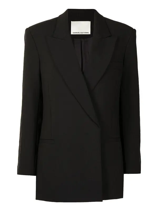 SAMUEL GUÌ YANG Double-breasted Peak Lapel Blazer - Black