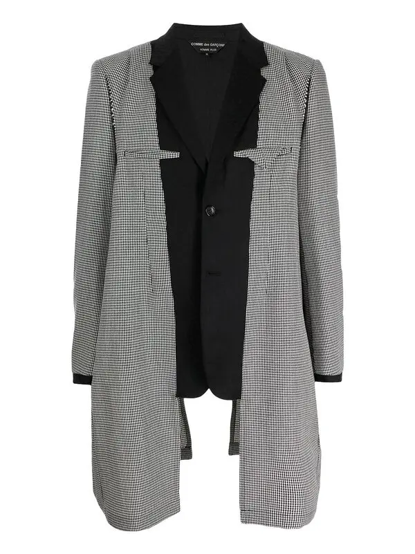 Comme Des Garçons Layered Panel Houndstooth Blazer - Grey
