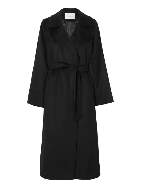 Max Mara Manuela Belted Camel Hair Coat - Black