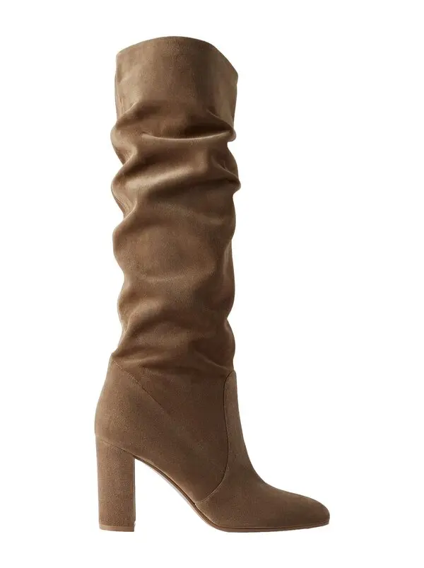 GIANVITO ROSSI Glen 85 Suede Knee Boots - Brown