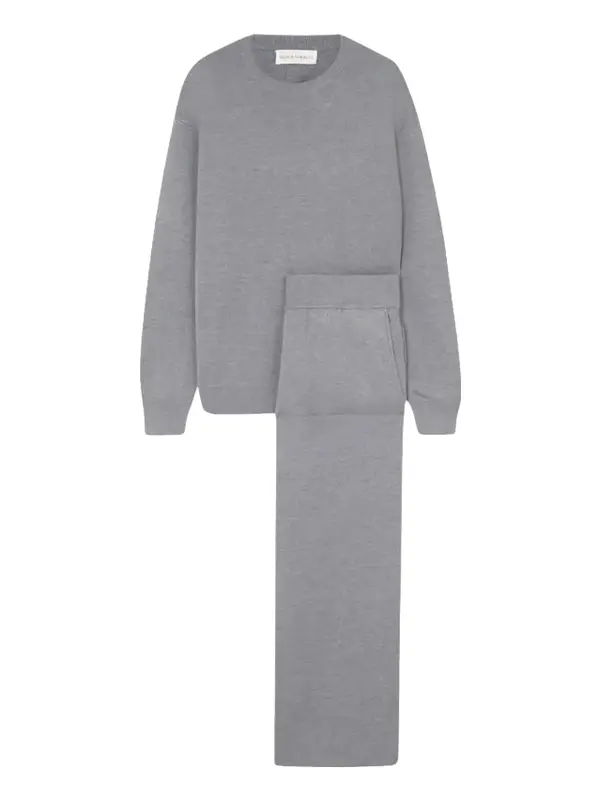 Olivia Von Halle Carmel Silk And Cashmere-blend Sweatshirt And Track Pants Set - Gray